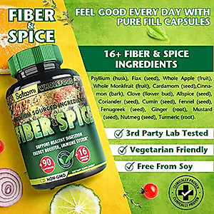 3 Packs - 90 Vegan Capsules Fruits and Veggies Supplement and Fiber & Spice - Extract for Skin, Hair, Nail, Immune, Digestion & Energy Support - 59in1 with Apple, Grape, Carrot, Broccoli & More