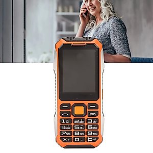 ASHATA Unlocked Big Button Senior Cell Phone, Easy to Use 2G Multifunction Dual SIM Loud Volume Basic Phone with SOS Button for Elderly, 6800mAh Battery, Supports 13 Languages(Orange)