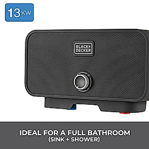 BLACK+DECKER 13kW / 240-V Tankless Electric Water Heater with Pressure Relief Device, Ideal for a Full Bathroom