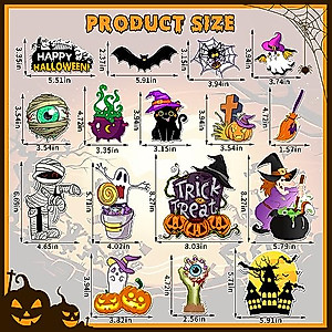 16 Pcs Halloween Magnets Reflective Car Magnets Decorations Halloween Refrigerator Magnetic Stickers Holiday Pumpkin Bat Magnet Stickers Accessories for Car Garage Door Fridge Locker Metal Surface