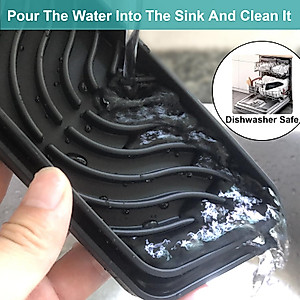 Silicone Refrigerator Drip Tray Catcher 2 packs,Protects Ice and Water Dispenser Pan From Spills,Fit Refrigerator Water Tray, Coffee Machine Tray Recycle and Dry Quickly (Rectangular, Black+Grey)