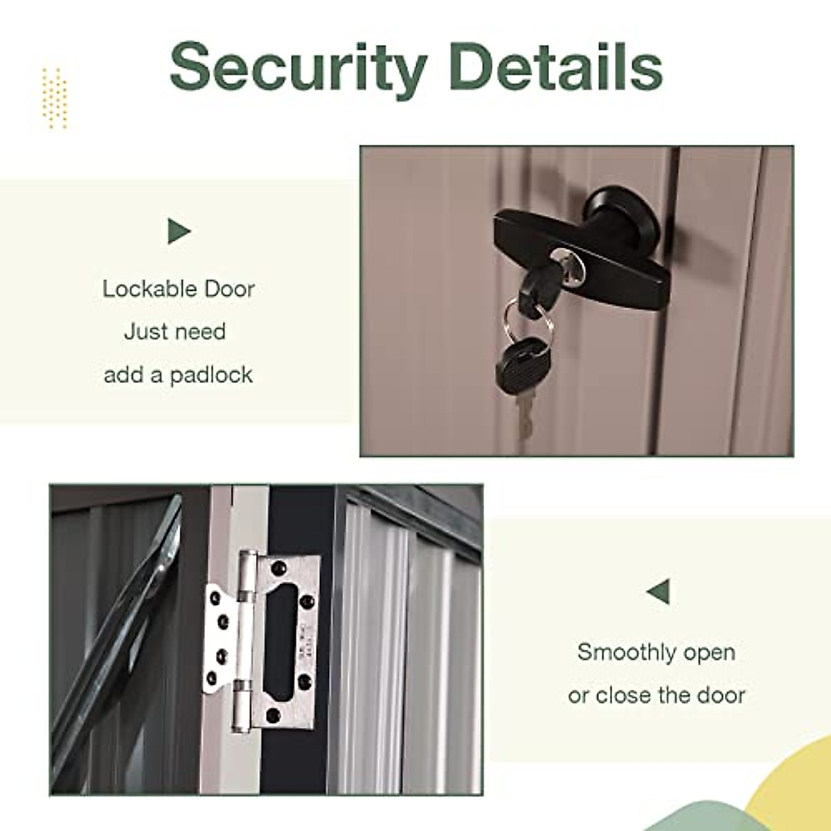 OC Orange-Casual 6 x 4 FT Outdoor Storage Shed, Metal Garden Tool Shed, Outside Sheds & Outdoor Storage Galvanized Steel w/Lockable Door for Backyard, Patio, Lawn, Brown