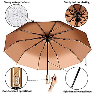 XGVO-IU Umbrella for Rain & Sun Travel Umbrella Windproof Quick-dry Strong High Quality Fashion trend Automatic Folding umbrella(Pure White)