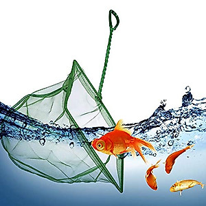 Laojbaba Aquarium Fishing Net Fish Tank Net Green Fine Mesh Net with Plastic Handle 6 Inch
