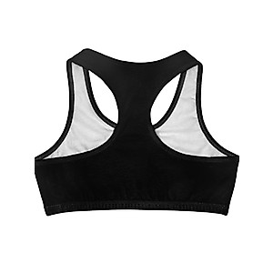 Fruit of the Loom Girls' Cotton Built-up Stretch Sports Bra, Passion Fruit with Black/White/Black, 32