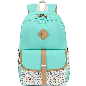 Leaper Cute Cat Canvas Backpack Travel Shoulder Bag Laptop Bag bag Daypack Water Blue