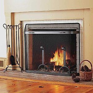 Pilgrim Home and Hearth Pilgrim SGI Series Fireplace Screen Spark Guards, 31 W x 31 H x 6.5" D, Vintage Iron (18371-1)