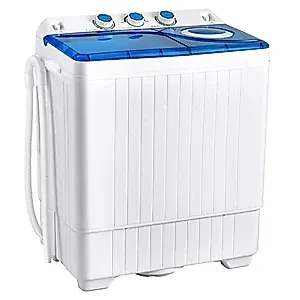 LDAILY Portable Washer and Dryer, Twin Tub Washer and Spin Dryer with 26 lbs Capacity, Semi-automatic Laundry Washer with Built-in Drain Pump, Portable Washing Machine for Apartment, Dorm & RV's