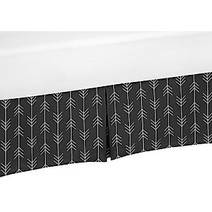 Black and White Woodland Arrow Baby Boy Pleated Crib Bed Skirt Dust Ruffle for Rustic Patch Collection by Sweet Jojo Designs