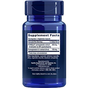 Life Extension Pomegranate Supplement for Cardiovascular Health Support – Non-GMO, Gluten-Free - 30 Vegetarian Capsules