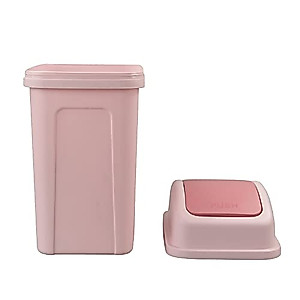 Zopnny Plastic Swing Lid Trash Can, Garbage Can with Swing-top Lid, 1-Pack, Pink