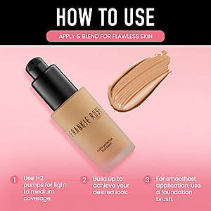 Frankie Rose Cosmetics Matte Perfection Foundation Makeup – Long-Lasting, Hydrating Foundation for Semi-Matte Finish - Foundation Full Coverage for All Skin Types - (Neutral) 1.0 US fl oz / 30 ml
