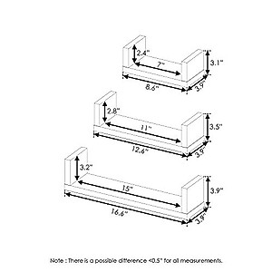 FURINNO Indo Wall Mounted Floating Shelves, Espresso