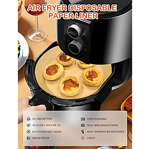 Air Fryer Disposable Paper Liner, Parchment Sheets Round Baking Paper for Air Fryer, Microwave Oven, Roaster, Pan - 100Pcs (8 inch/20cm)
