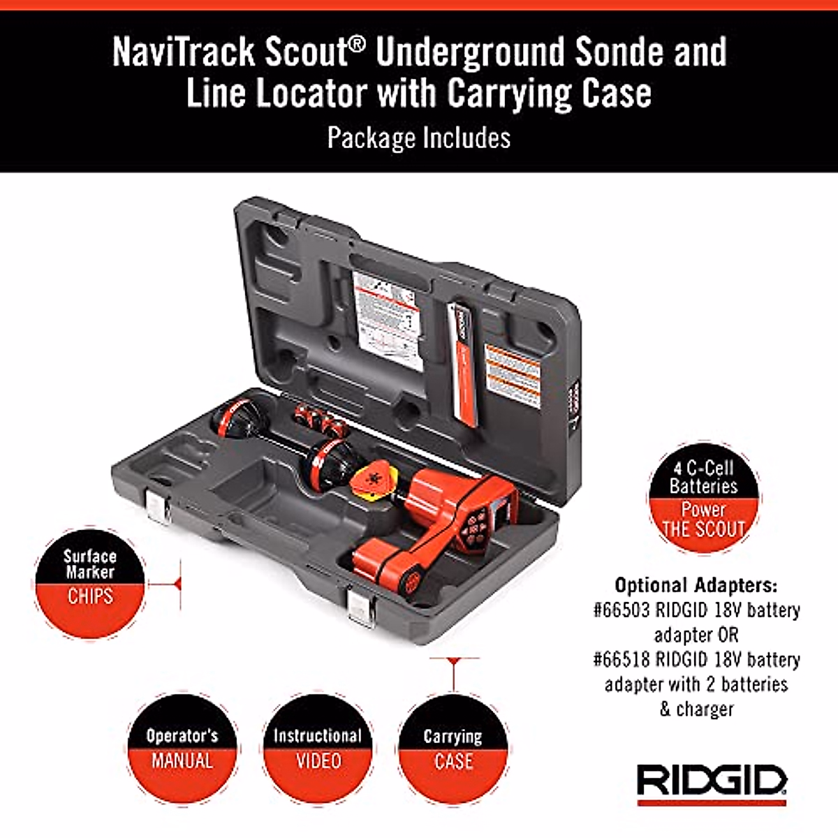 RIDGID 19238 NaviTrack Scout Locator, Underground Pipe Locator and Underground Cable Location Device Small