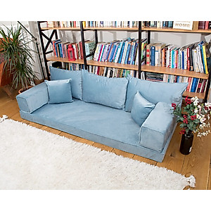 Livingroom Floor Cushions, Floor Sofa Seating, Velvet Fabric Sofas, Oriental Moroccan Sofas, Sectional Couches, Yoga Meditation Sofas (Grey)