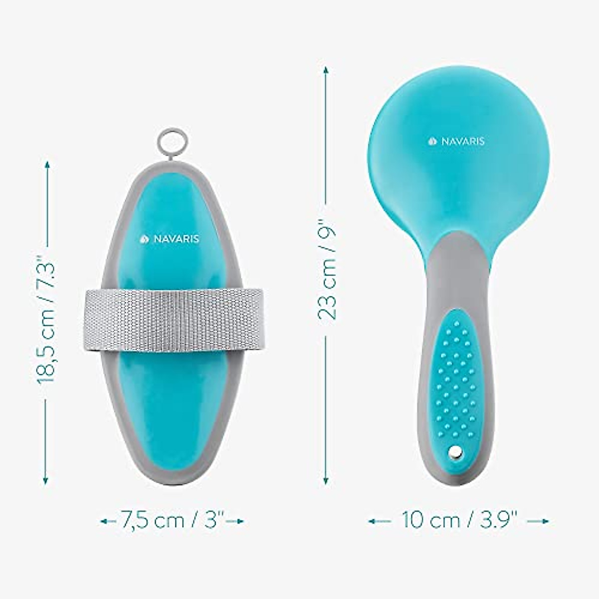 Navaris Horse Grooming Brush Set - 2x Equestrian Brushes for Horses Tail Mane and Body Groom Kit Comb Set - Detangling Horse Hair Brush