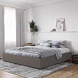 DHP Maven Upholstered Platform Bed for Raised Mattress-Support with Underbed Storage Drawers, No Box Spring Needed, King, Gray Linen