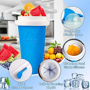 Slushie Maker Cup,FUROLD Frozen Magic Squeeze Cup Slush Cup DIY Slushies Cup Smoothies Double Layers , Homemade Slushie Machine w/ Straw and Spoon, Ice Cream Maker Cool Stuff Gifts for Kids & family