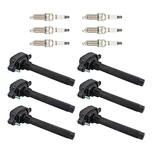 AUTOKAY Ignition Coil & NGK Platinum Spark Plug Set of 6 for Chrysler for Dodge for Jeep Ram UF648