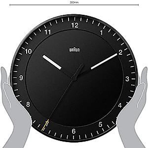 Braun Classic Mixed Analogue Wall Clock Home Gift Bundle with Silent Sweep Movement, Easy to Read, 30cm Diameter in Black + White, Model BC17B, BC17W (2 Pack)