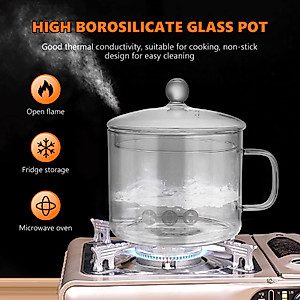 DOITOOL Glass Saucepan with Cover, Clear for Cooking on Stove, Glass Cooking Saucepan with Side Handle for Pasta Noodle, Soup, Milk, Tea (18x13x14.5cm)