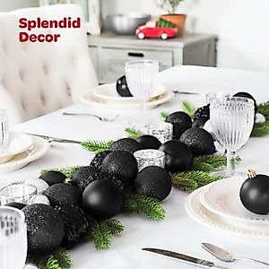 Christmas Ornaments Set of 36 - Beautiful [Black] Christmas Tree Decorations Ornaments Set - 6 Style Christmas Ball Ornaments - Shatterproof/Pre-Strung - for Holiday/Party/Decorations/DIY