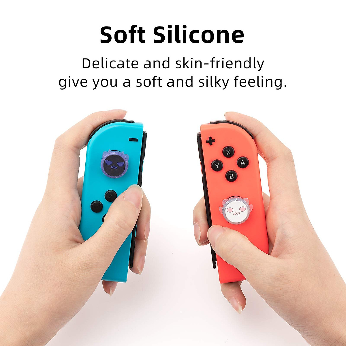 GeekShare 4PCS Cute Ghost Halloween Thumb Grip Caps,Soft Silicone Joystick Cover Compatible with Nintendo Switch/OLED/Switch Lite