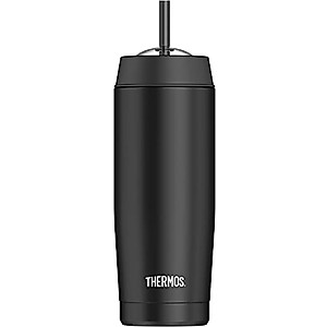 Thermos 18 Ounce Vacuum Insulated Cold Cup with Straw, Black