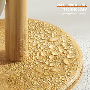 Tearom Solid Wood Coffee Cup Organizer: Sturdy and Waterproof Mug Tree with Non-Slip Bottom - Round Bottom Cup Holder (31CM)