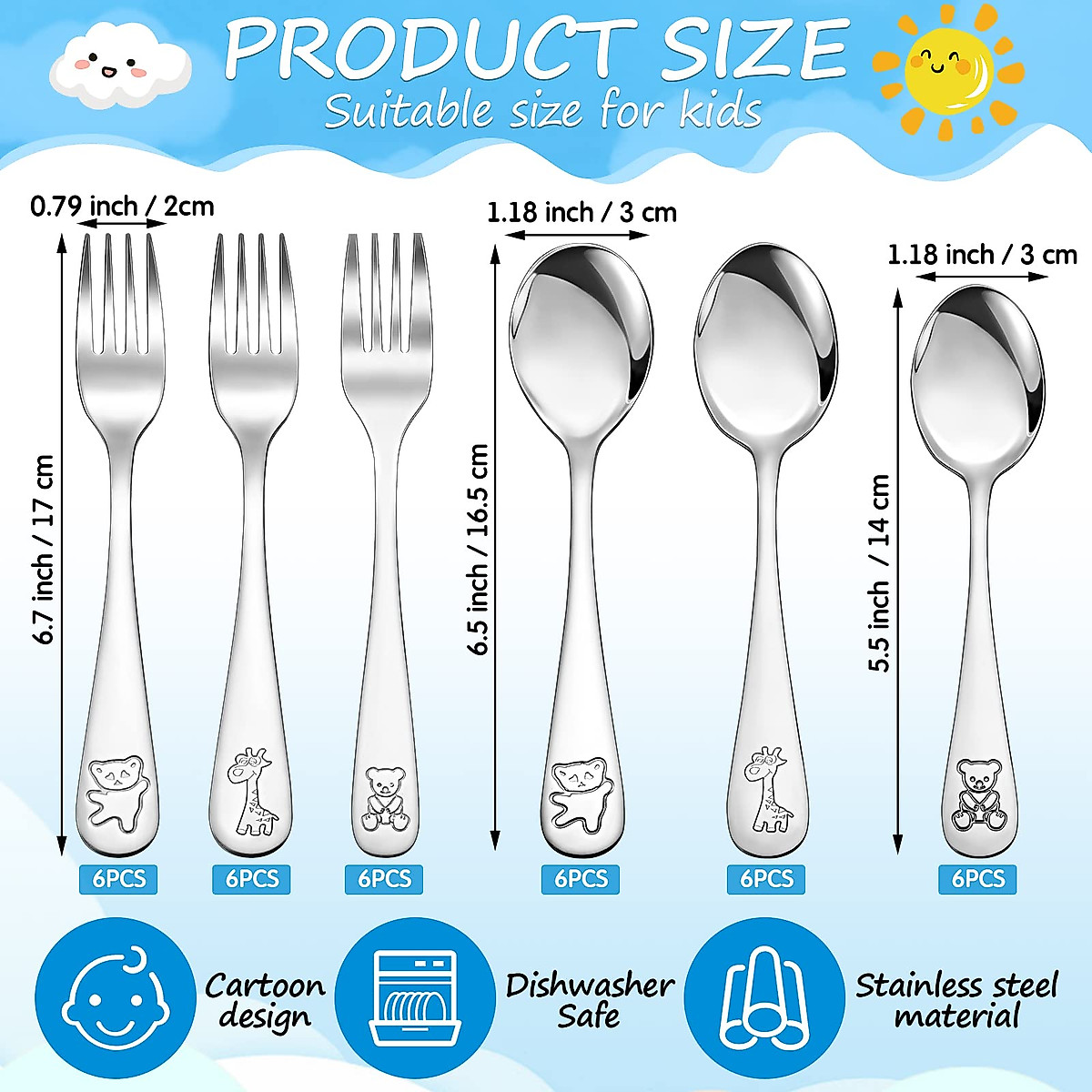 36 Pcs Kids Silverware Set Toddler Utensils Stainless Steel Safe Forks and Spoons 16 Kids Forks 16 Kids Spoons Children Metal Cutlery Set Baby Flatware Sets (Silver)