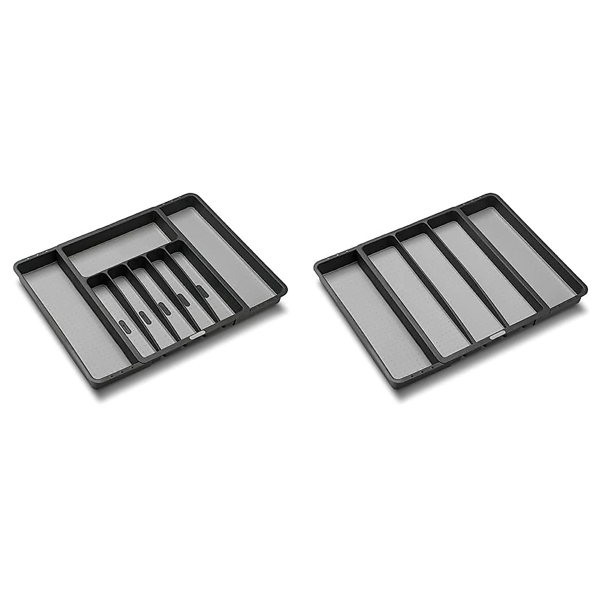 madesmart Expandable Silverware Tray with 8 Compartment + madesmart Expandable Utensil Tray with 5 Compartments, Classic Collection, Kitchen Organizer, Soft-Grip Lining, Easy to Clean, BPA-Free
