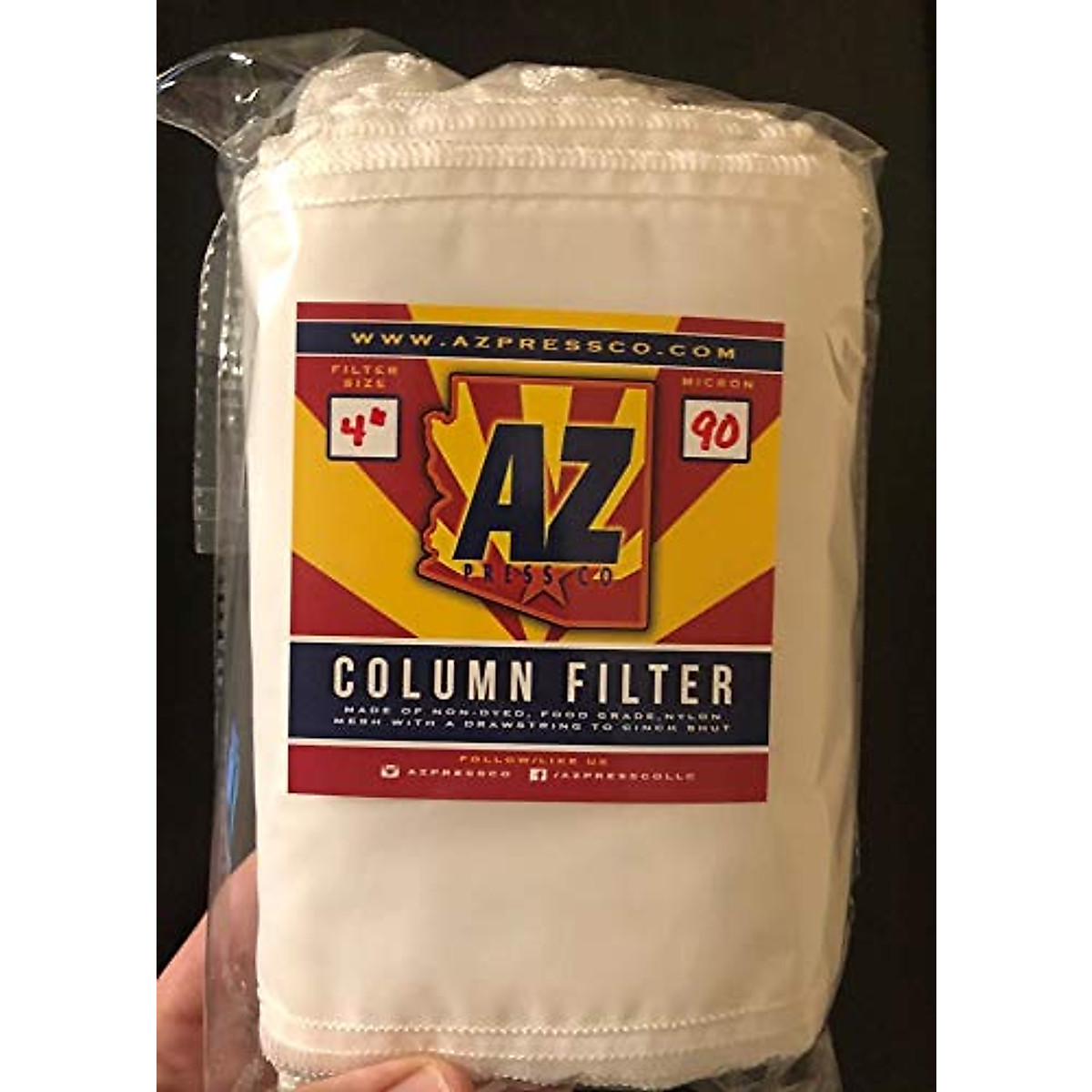 Column Extraction Filter Bag Sock - 90 Micron 100% Food Grade Nylon Mesh Filter - 4 Inch Diameter Material Bag - 60 Inch Length With Drawstring Closure (4" x 60")