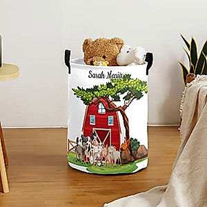 NZOOHY Farm Animals Personalized Custom Laundry Basket Clothes Round Storage Handle Waterproof, Custom Foldable Large Capacity and Lightweight, For Bedroom Bathroom Decoration