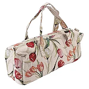 Knitting Bag, Household Fabric Knitting Yarn Storage Bag Tote Organizer for Sewing Tools and Accessories Storage (# 2) (Red Flower)