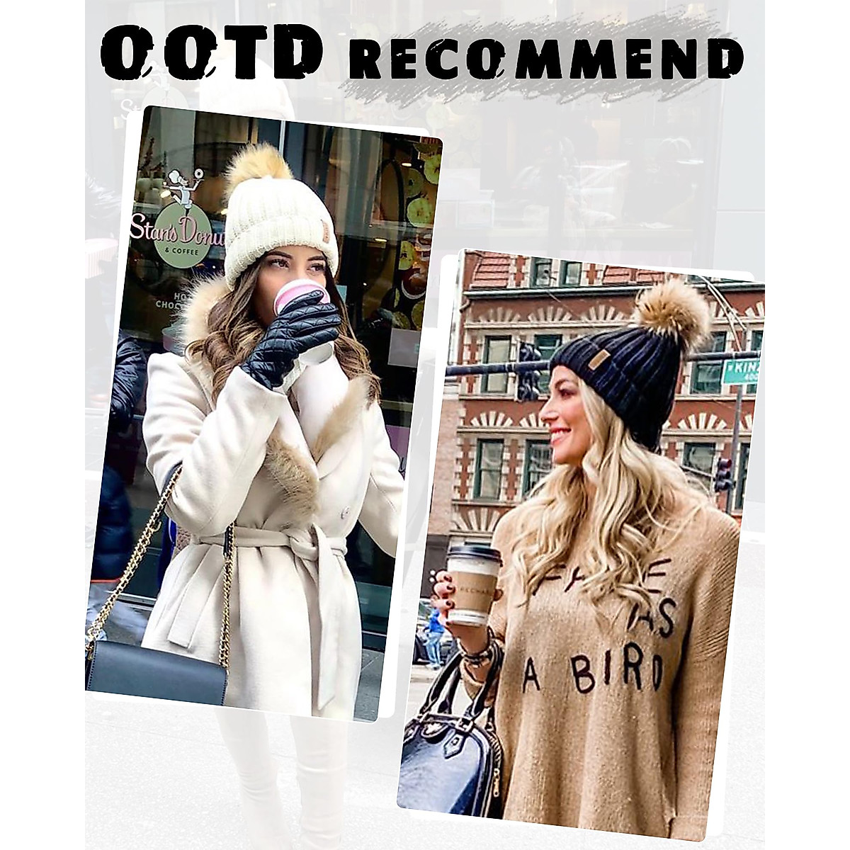 FURTALK Womens Winter Knitted Beanie Hat with Faux Fur Pom Warm Knit Skull Cap Beanie for Women…