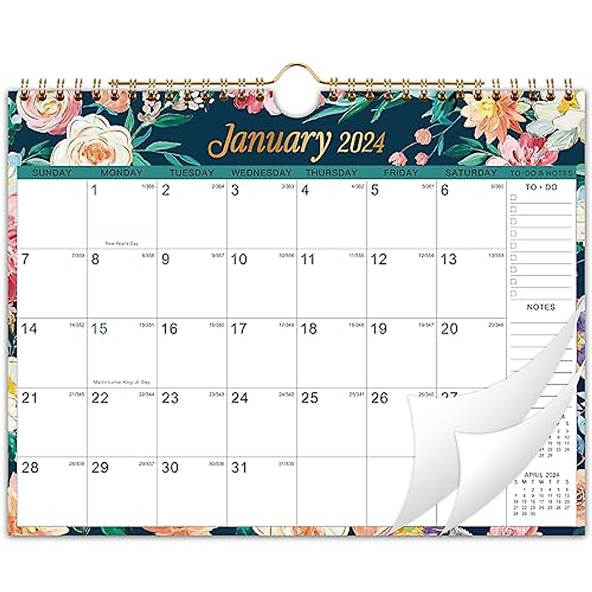 2024 Calendar - Calendar 2024, Jan. 2024 - Dec. 2024, 11" x 8.5", 12-Month Wall Calendar 2024, Small Calendar with Twin-Wire Binding