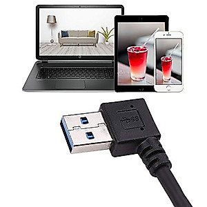 SMAYS Right Angle USB 3.0 to Micro B Cord for Toshiba External Hard Drive Disk - Power Charge and Data Cable