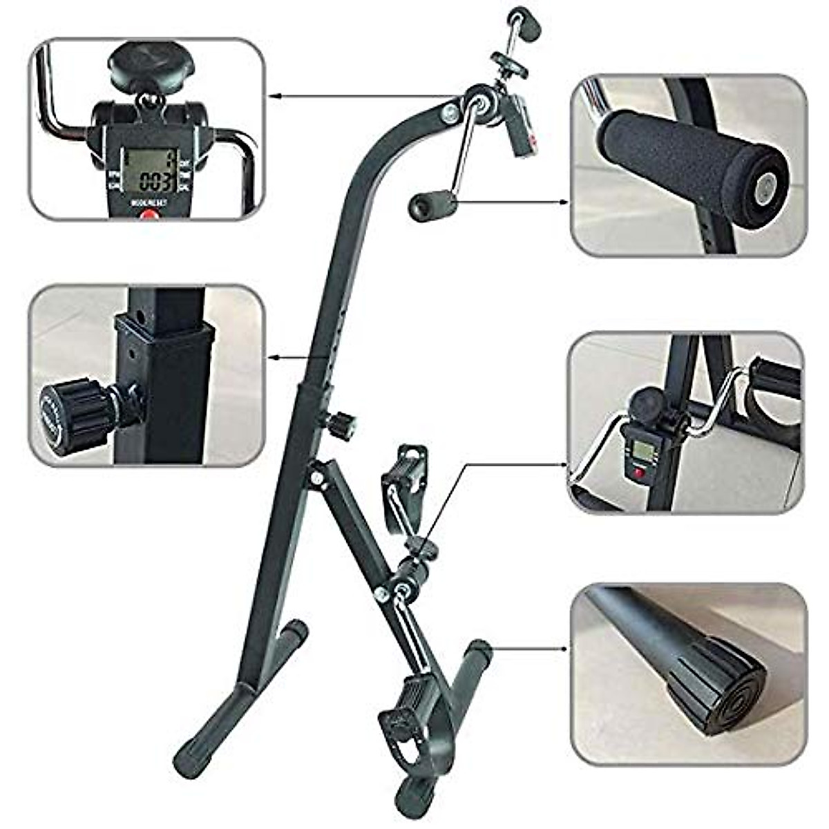 SRSGF Medical Pedal Exerciser,Exercise Bike Stationary, Adjustable Fitness Rehab Equipment for Seniors, Elderly Legs and Arms Workout,with LCD Monitor