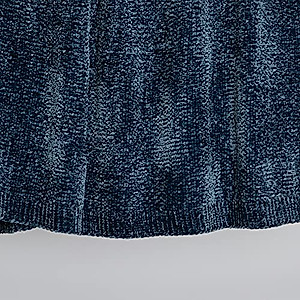 Best Home Fashion Super Soft Luxe Sheen Chenille Throw Blanket, Warm and Cozy Knitted Decorative Blanket for Sofa, Couch and Bed All Seasons 60 x 80 Inches- Navy