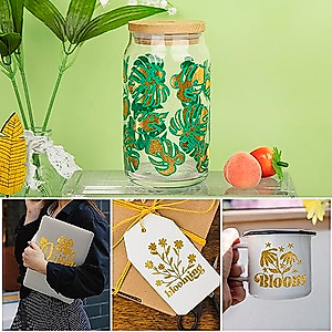 Gatichetta Foil Self Adhesive Vinyl 12" x 6FT Textured Metallic Craft Permanent Vinyl Roll for Cutting Machine, Mugs, Decals, Stickers, Foil Gold