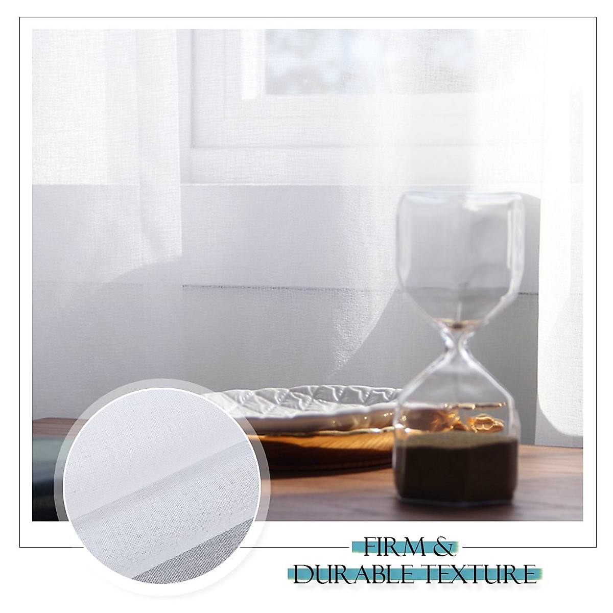 RYB HOME Decoration Extra Wide Linen Look, Sheer Drape, Sliding Grommet White Sheer Curtain Disperse Sunlight for Large Window Treatment Patio Door Bedroom Farmhouse Garden, 100 x 95