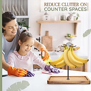 Lush & Lively Banana Holder Stand | Multifunctional Acacia Wood Banana Hanger Stand for Kitchen Counter | Double-sided Banana Hook | Multi-Purpose Banana Tree | Sleek, Stable Fruit Holder