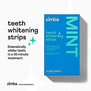 Zimba Teeth Whitening Strips for Teeth Sensitive White Strips for Teeth Whitening Hydrogen Peroxide Teeth Whitener Stain Remover 28 White Strips Included Per Pack, 2 Pack (14 Day Treatment), Coconut