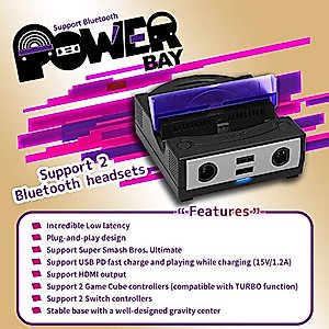 Brook Power Bay - Portable and Fast Charging Dock Stand, Docking Station for Nintendo Switch, Compatible with Switch and GameCube Controllers, Support HDMI Out Put and Two Bluetooth Headsets
