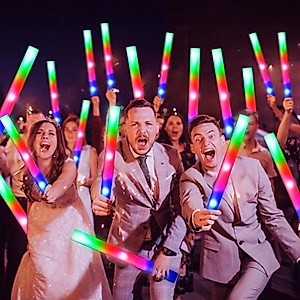 OLUPP 48 Pcs Foam Glow Sticks, Glow Sticks Bulk with 3 Modes Colorful Flashing, Light Up Baton Wands for Kids, Glow Stick Party Pack for Wedding, Raves, Concert, Camping, New Year Carnival