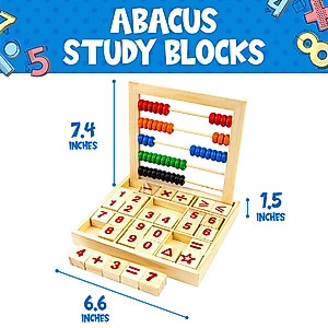 Toysery Abacus for Kids Math Counters, Wooden Educational Counting Toy, Toddler Blocks Kindergarten Toys, Toddler Blocks Wooden Toys, 50 Beads and 30 Blocks, Wooden Blocks for Toddlers 1-3 Large