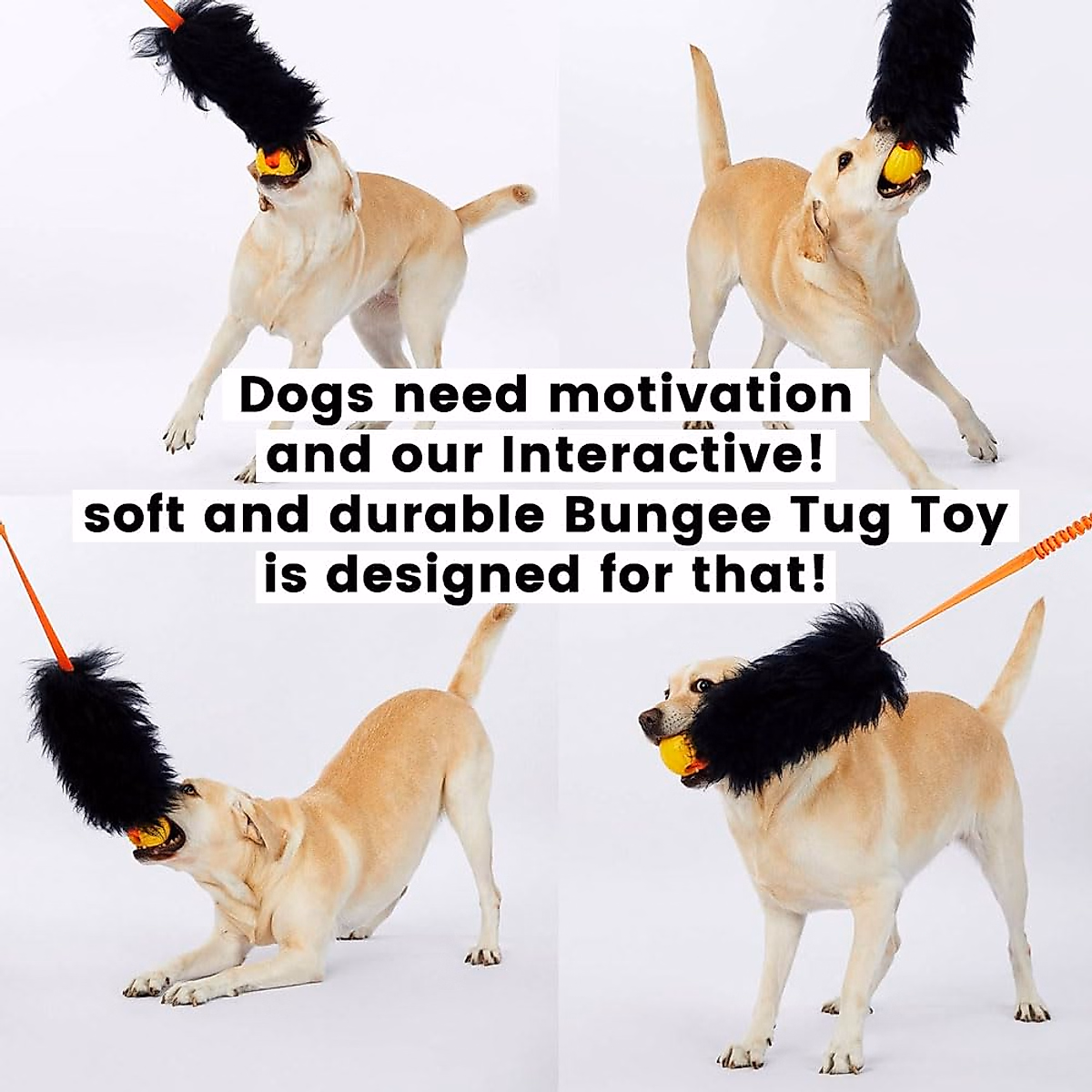 HOWGO Dog Rope Toy,Dog Bungee Chaser Toy 100% Sheepskin,Sheep Smell Tug Toy for All Breeds (Purple, Large)