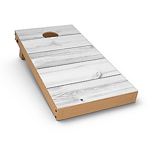 Design Skinz Wood Skin Set for Cornhole (Skin Only) - White & Gray Wood Planks