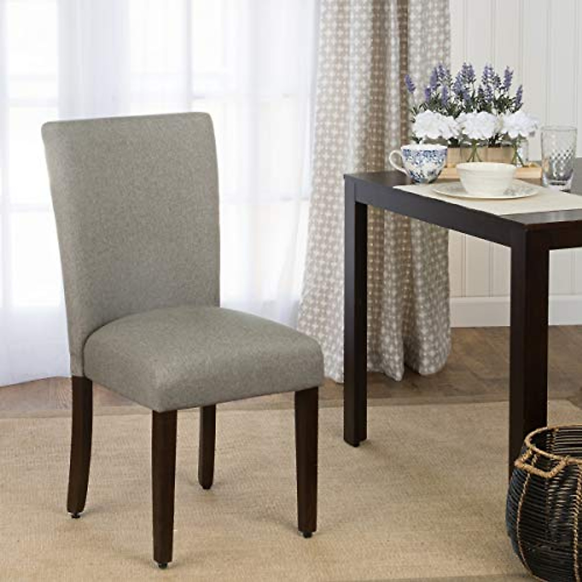 HomePop Parsons Classic Upholstered Accent Dining Chair, Single Pack, Grey
